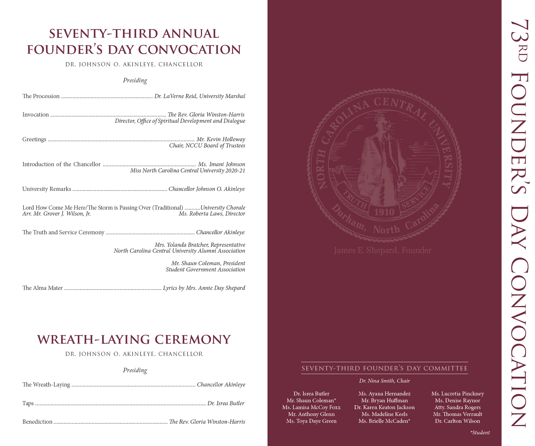 NCCU's 73rd Founder's Day Convocation | North Carolina Central University